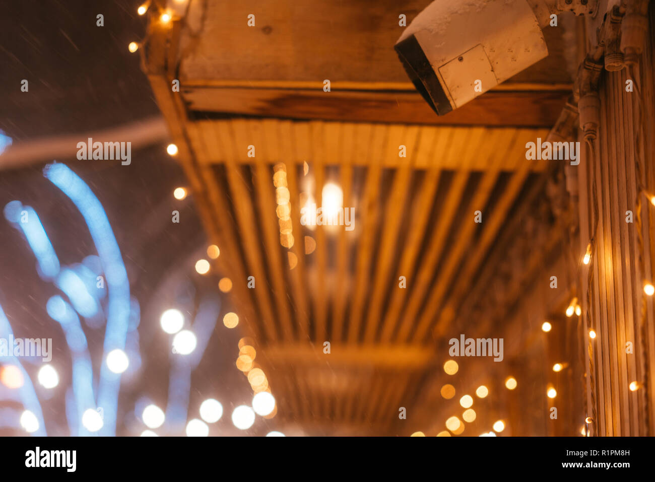 Electric garland and house Stock Photo - Alamy