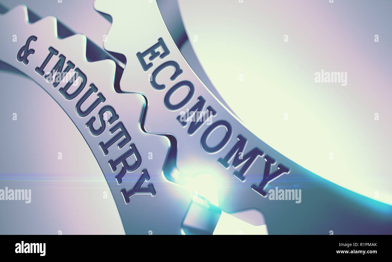 Economy And Industry - Mechanism of Metallic Cog Gears. 3D Stock Photo ...