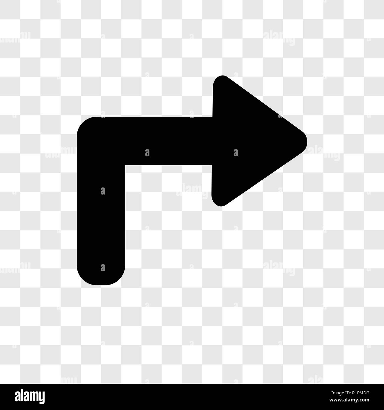 Right Curve vector icon isolated on transparent background, Right Curve ...