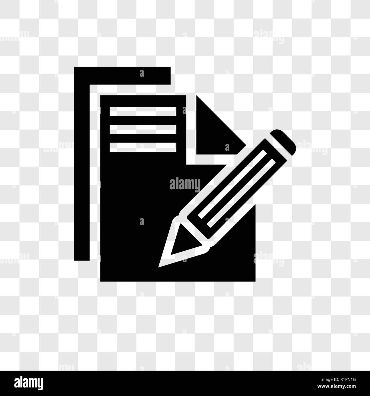 Paper and Pencil vector icon isolated on transparent background, Paper ...