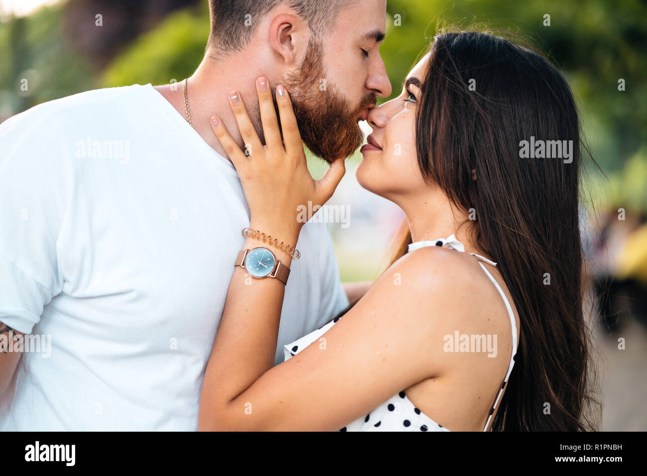 Two beautiful girls kissing smiling hi-res stock photography and images ...