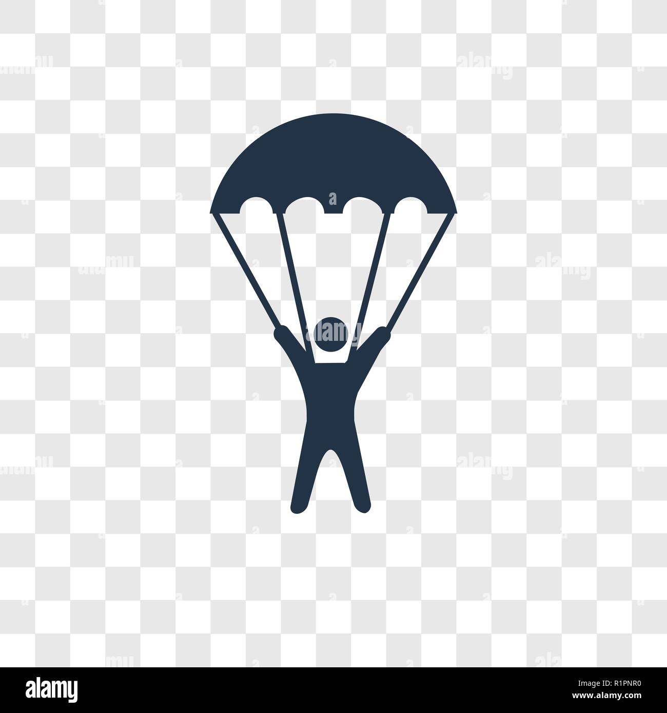 Parachuting vector icon isolated on transparent background, Parachuting ...