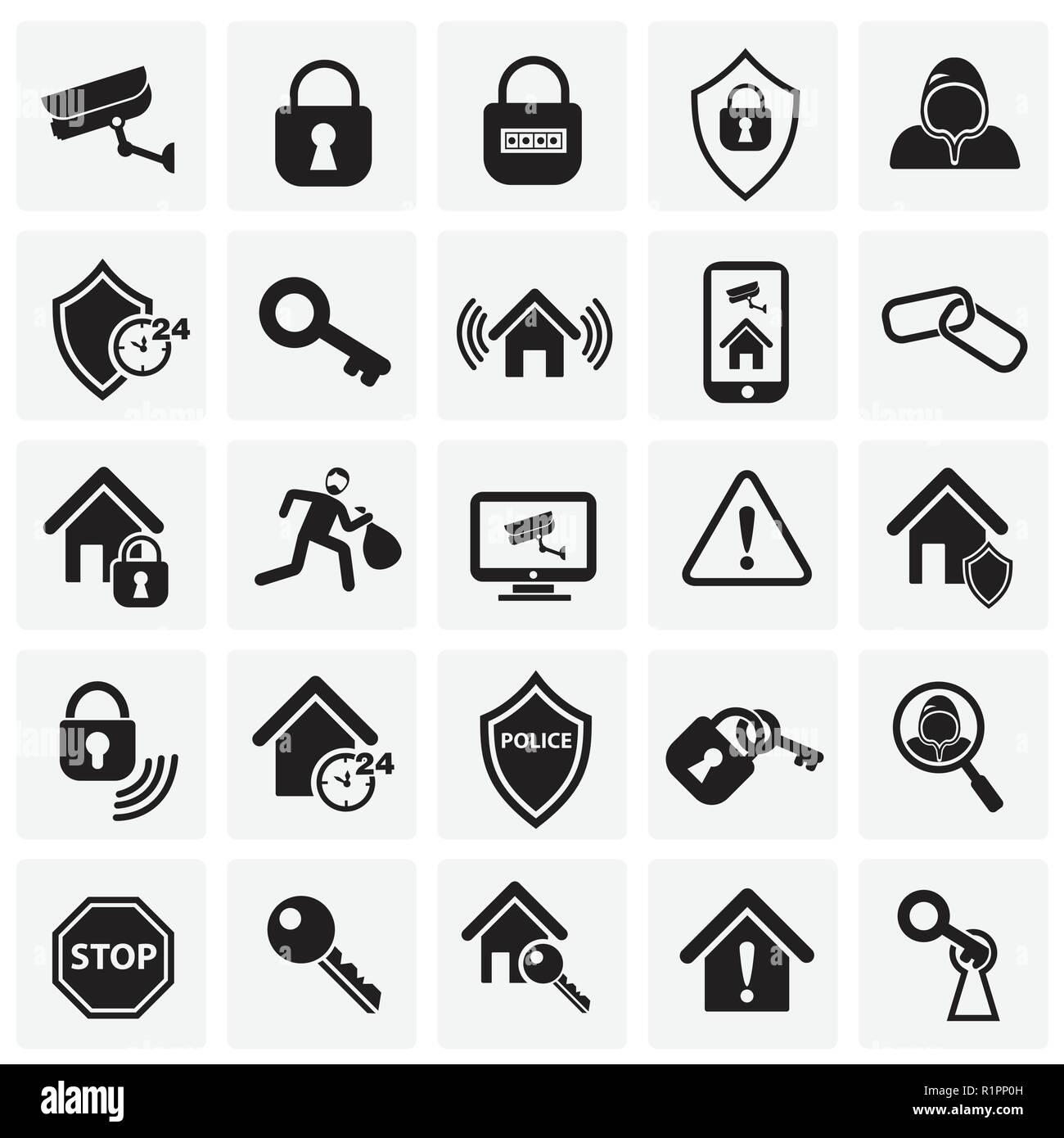 Home security set on squares background icons Stock Vector Image & Art ...