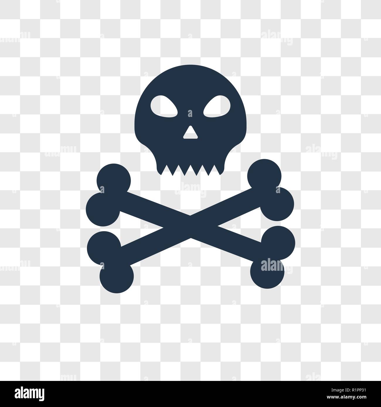 Skull and bones vector icon isolated on transparent background, Skull ...