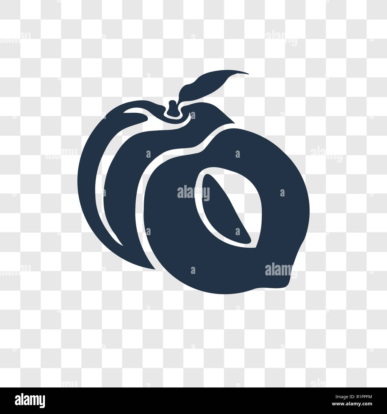 Peach vector icon isolated on transparent background, Peach ...