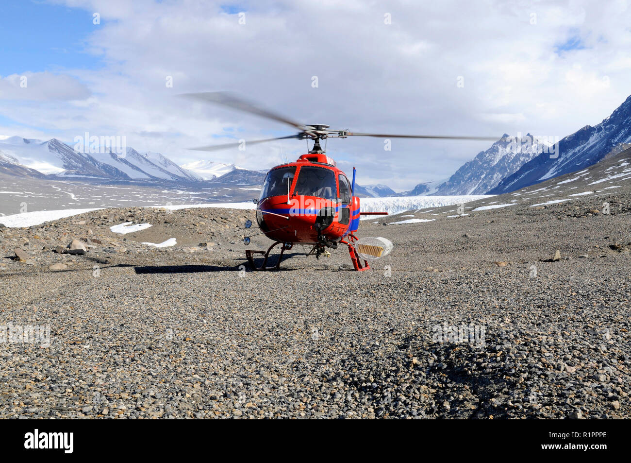 Helicopter landed in Taylor Valley, McMurdo Dry Valleys, Antarctica ...