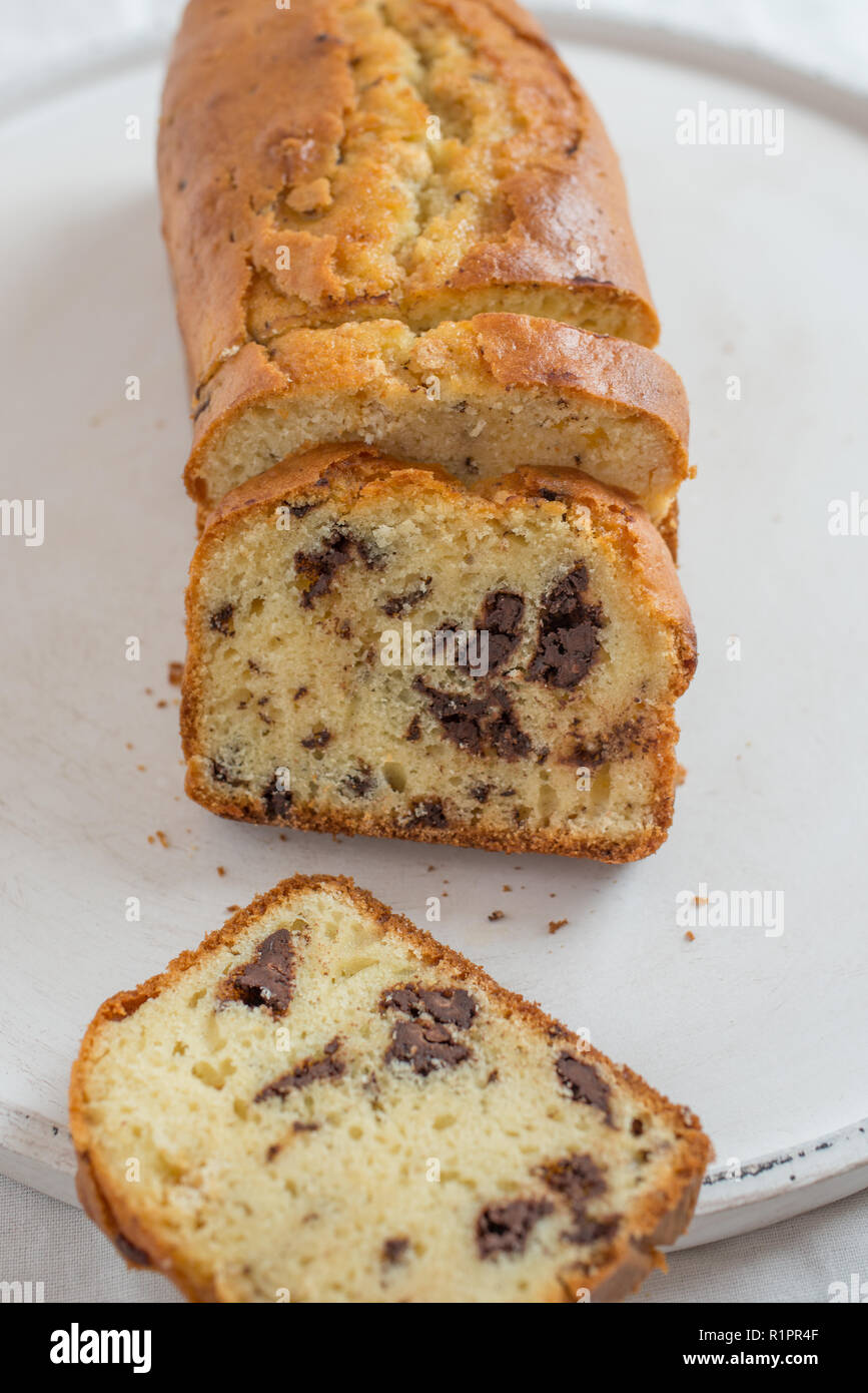 home made Chocolate Chip Sponge Cake Stock Photo - Alamy