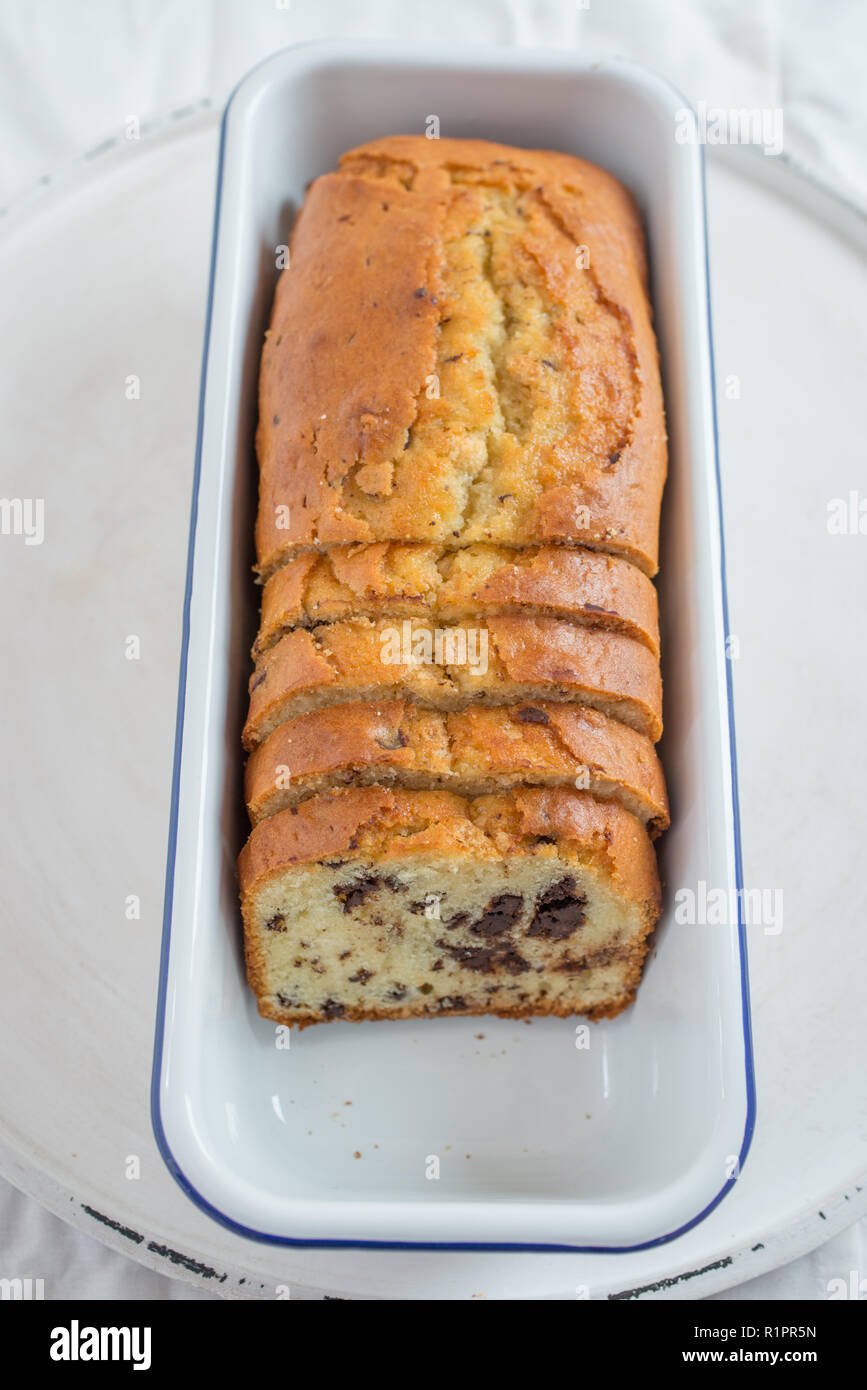 home made Chocolate Chip Sponge Cake Stock Photo - Alamy
