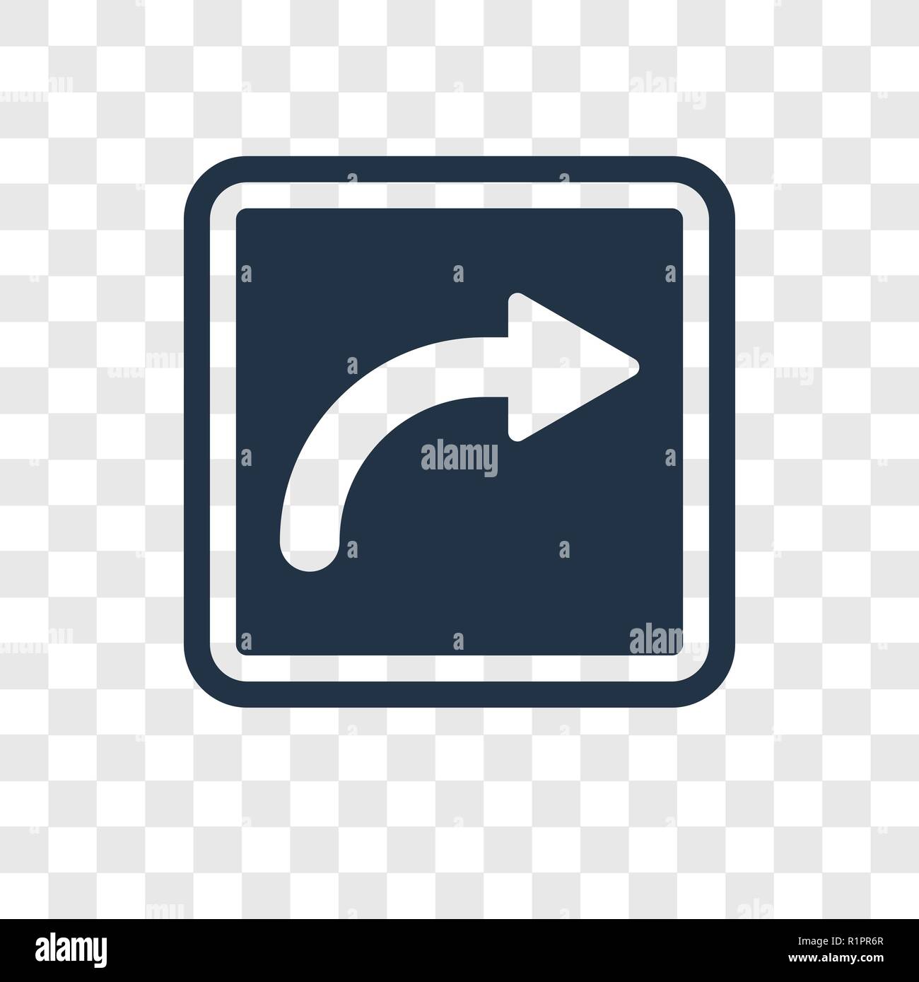 Turn Right vector icon isolated on transparent background, Turn Right ...
