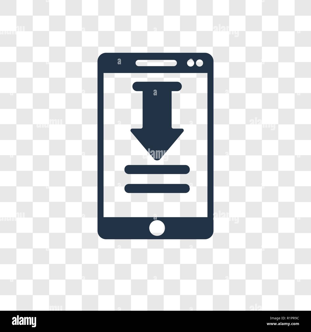 Smartphone and Download Arrow vector icon isolated on transparent ...