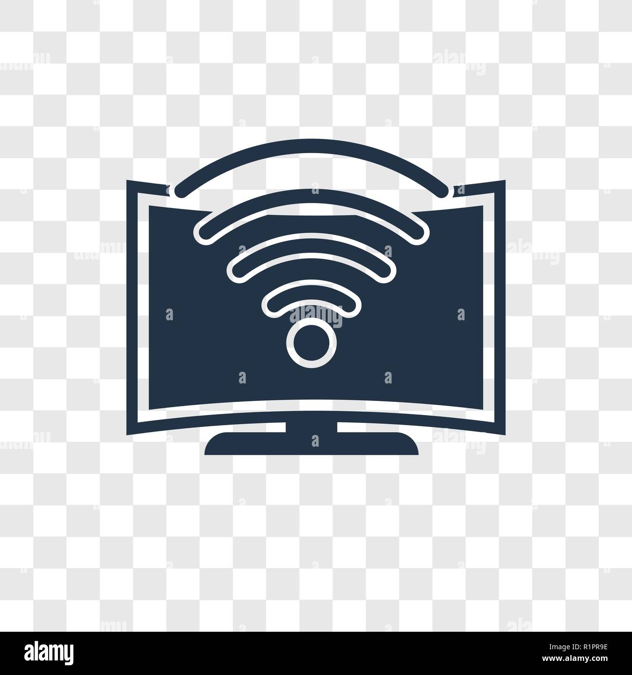 Tv Wireless Connection vector icon isolated on transparent background, Tv Wireless Connection ...