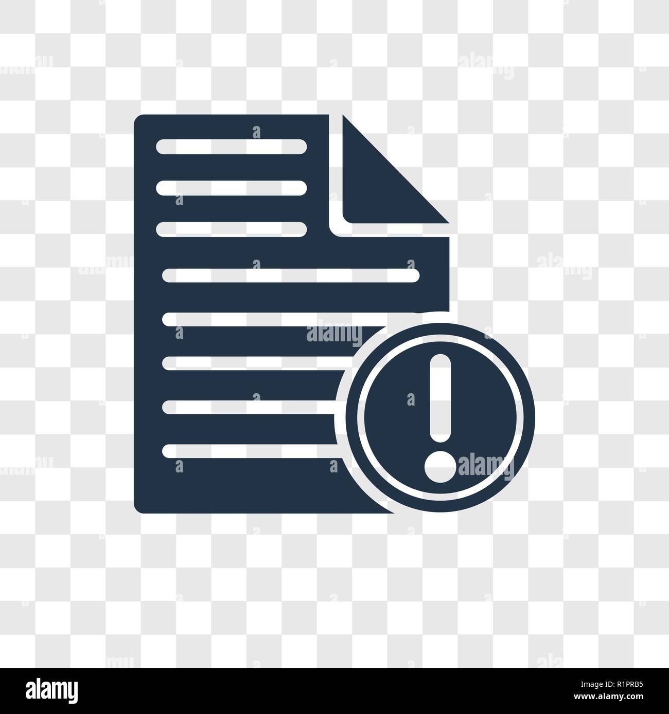 Exclamation File vector icon isolated on transparent background, Exclamation File transparency ...