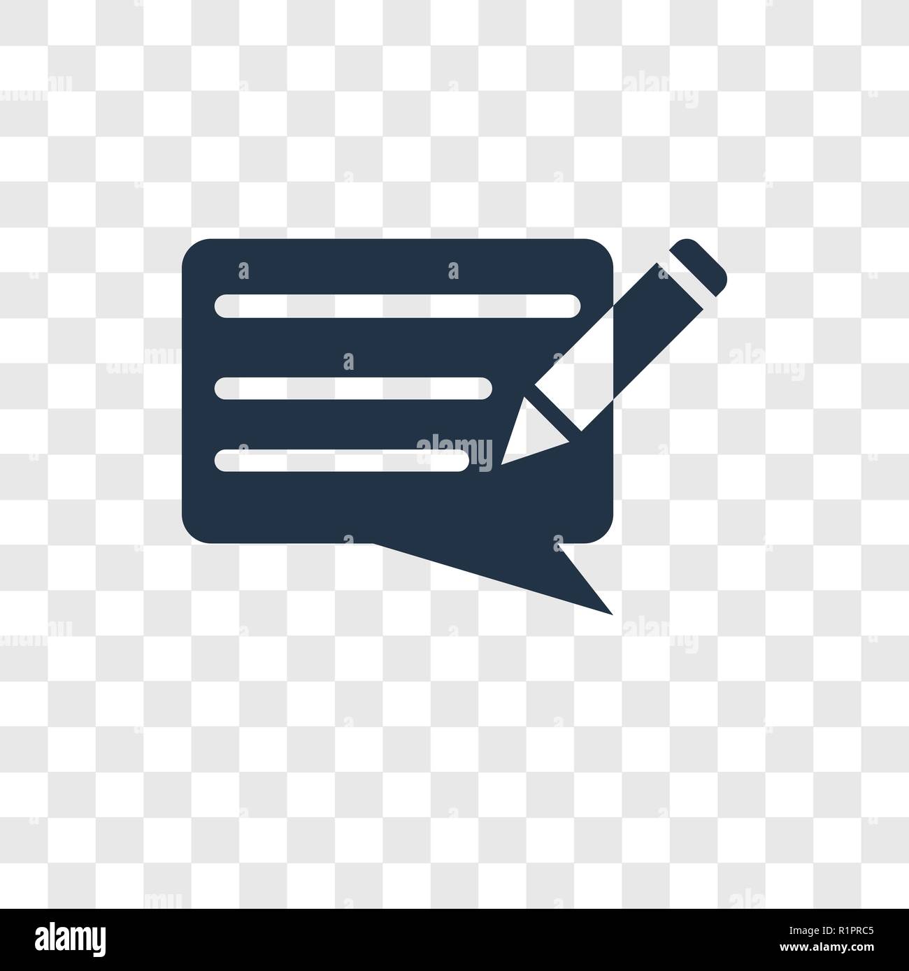Writing Message vector icon isolated on transparent background, Writing ...