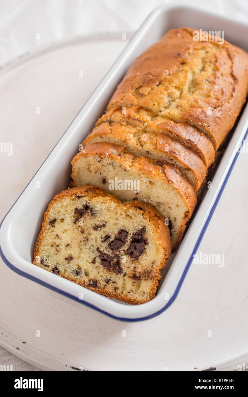 home made Chocolate Chip Sponge Cake Stock Photo - Alamy