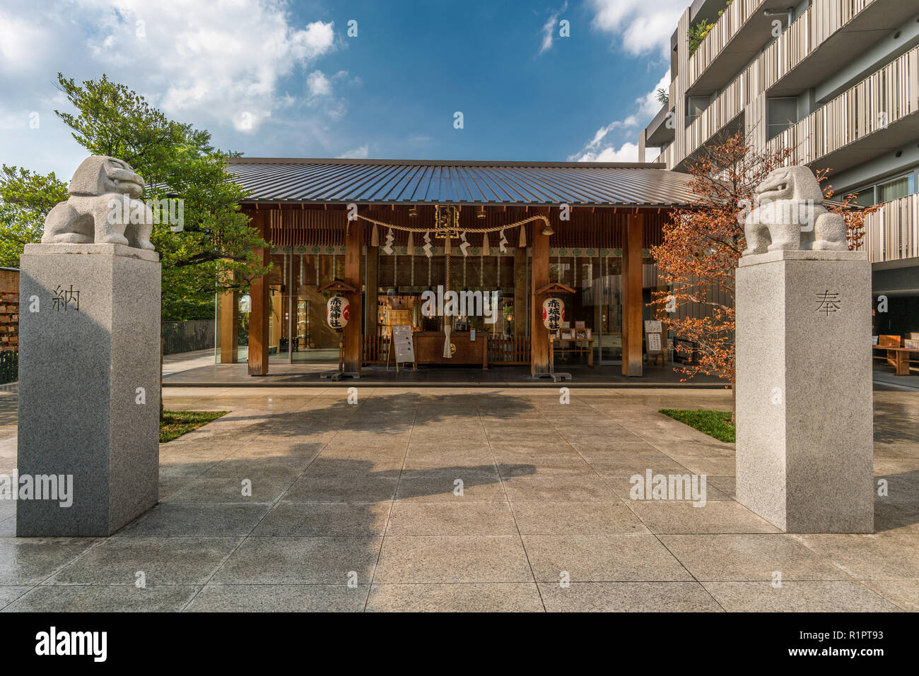 Tokyo, Japan - August 03, 2018 : Honden (Main Hall) of Akagi Jinja ...