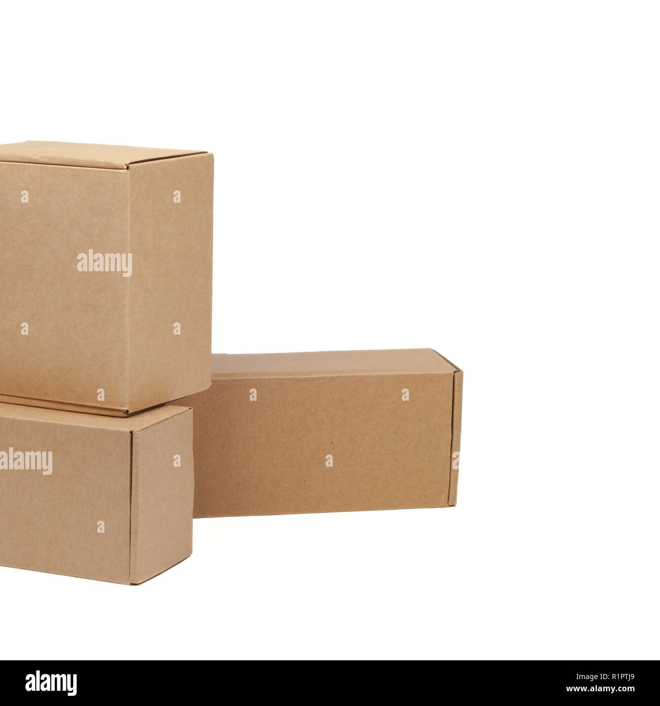 Cardboard boxes for goods on a white background. Different size ...