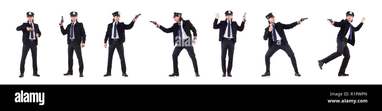 Police officer isolated on white Stock Photo - Alamy