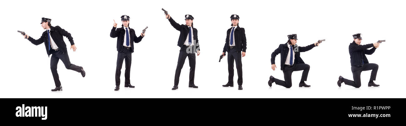 Police officer isolated on white Stock Photo - Alamy
