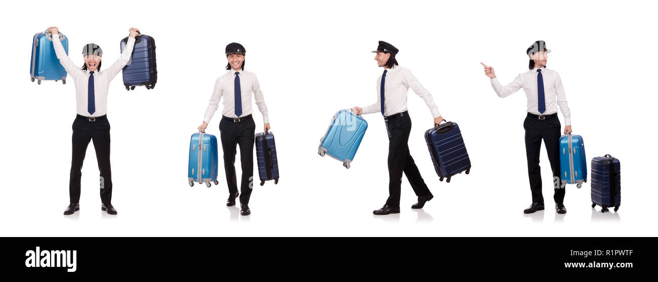 Funny pilot isolated on white Stock Photo - Alamy