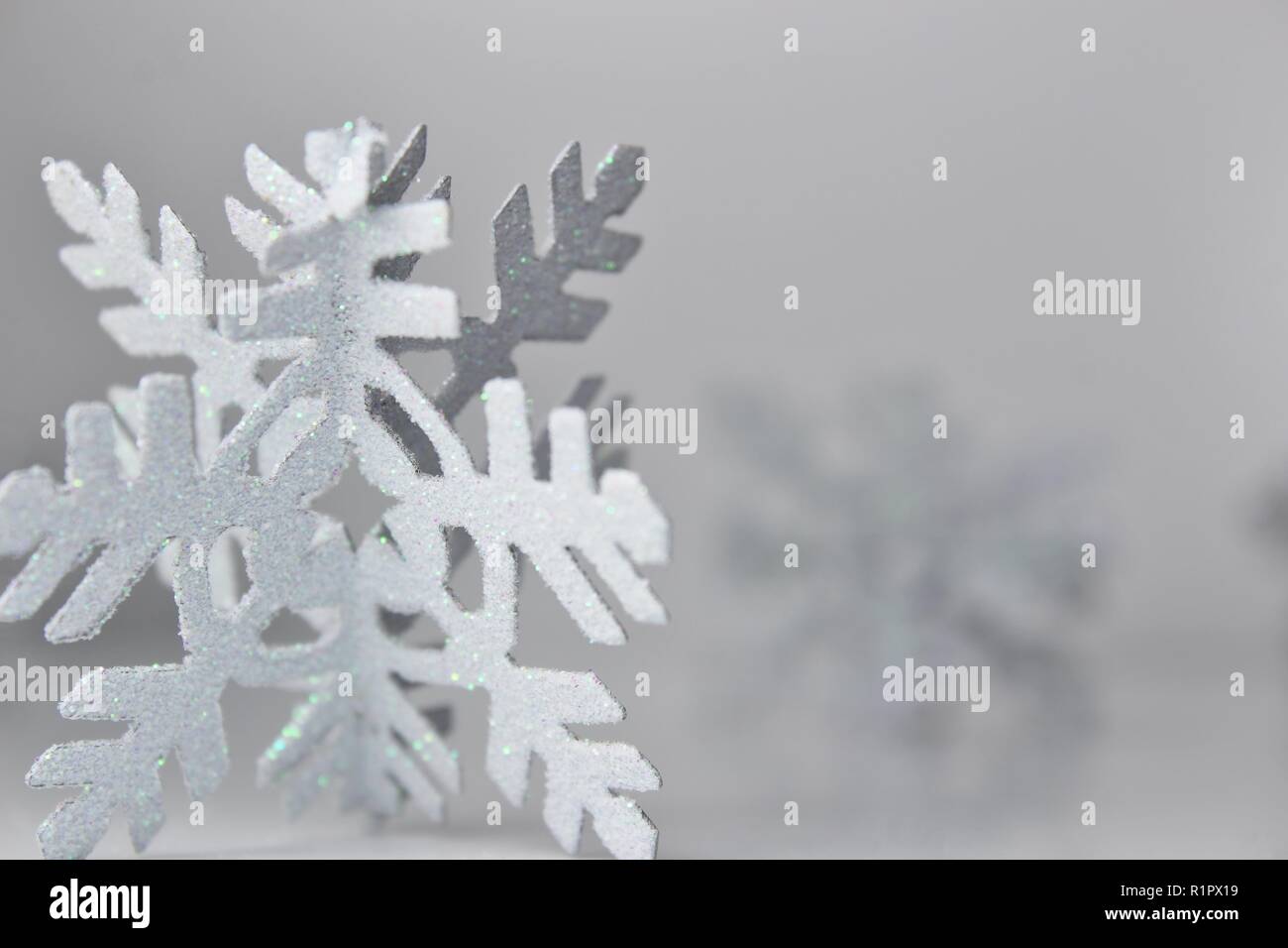 Snowflake full of White Glitter on Left Side of Image with White ...