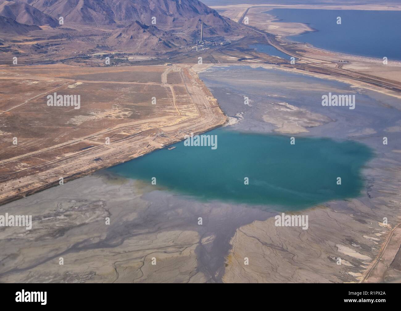 Aerial view of topographical Rocky Mountain landscapes on flight over ...