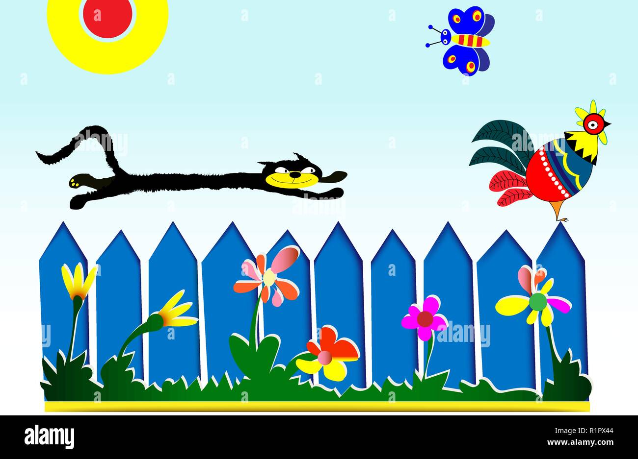 black cat hunts a chicken Stock Vector Image & Art - Alamy