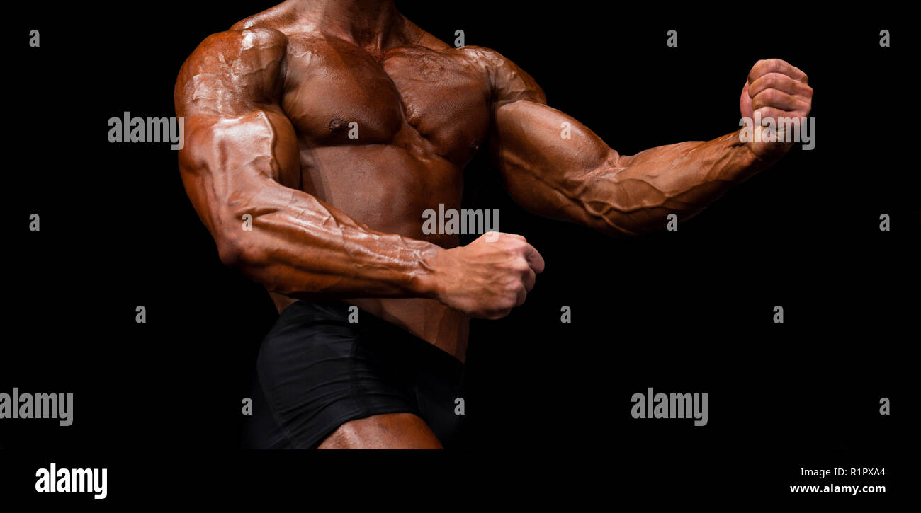 athletes bodybuilders are straining biceps side of arm Stock Photo - Alamy