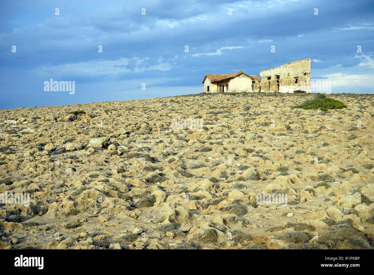 Abandoned farm houses on the coast of North Cyprus Stock Photo - Alamy