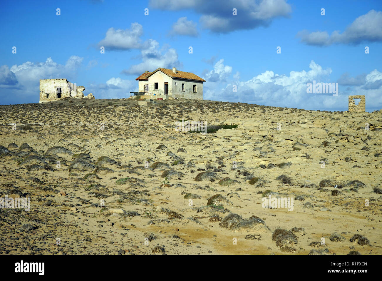 Abandoned farm houses on the Kochuram cape of North Cyprus Stock Photo ...