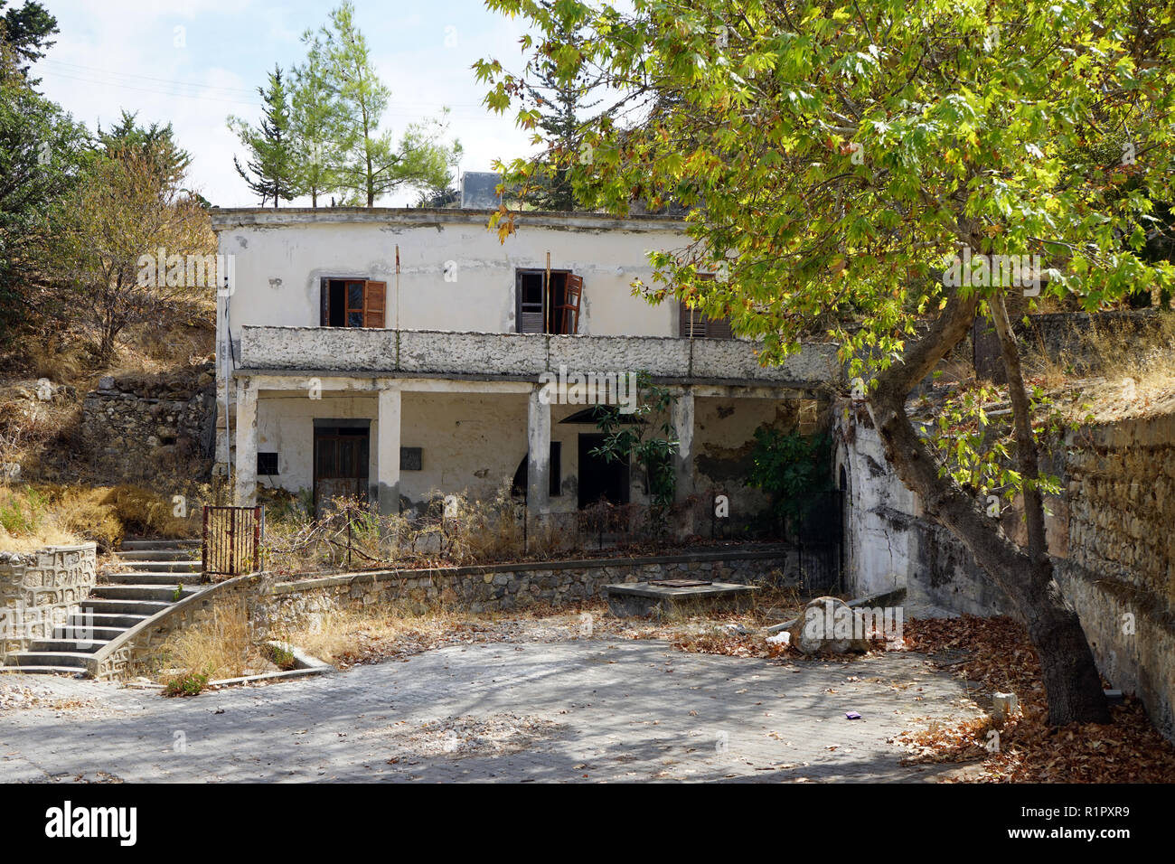 Old building and tree in Cyprus Stock Photo - Alamy