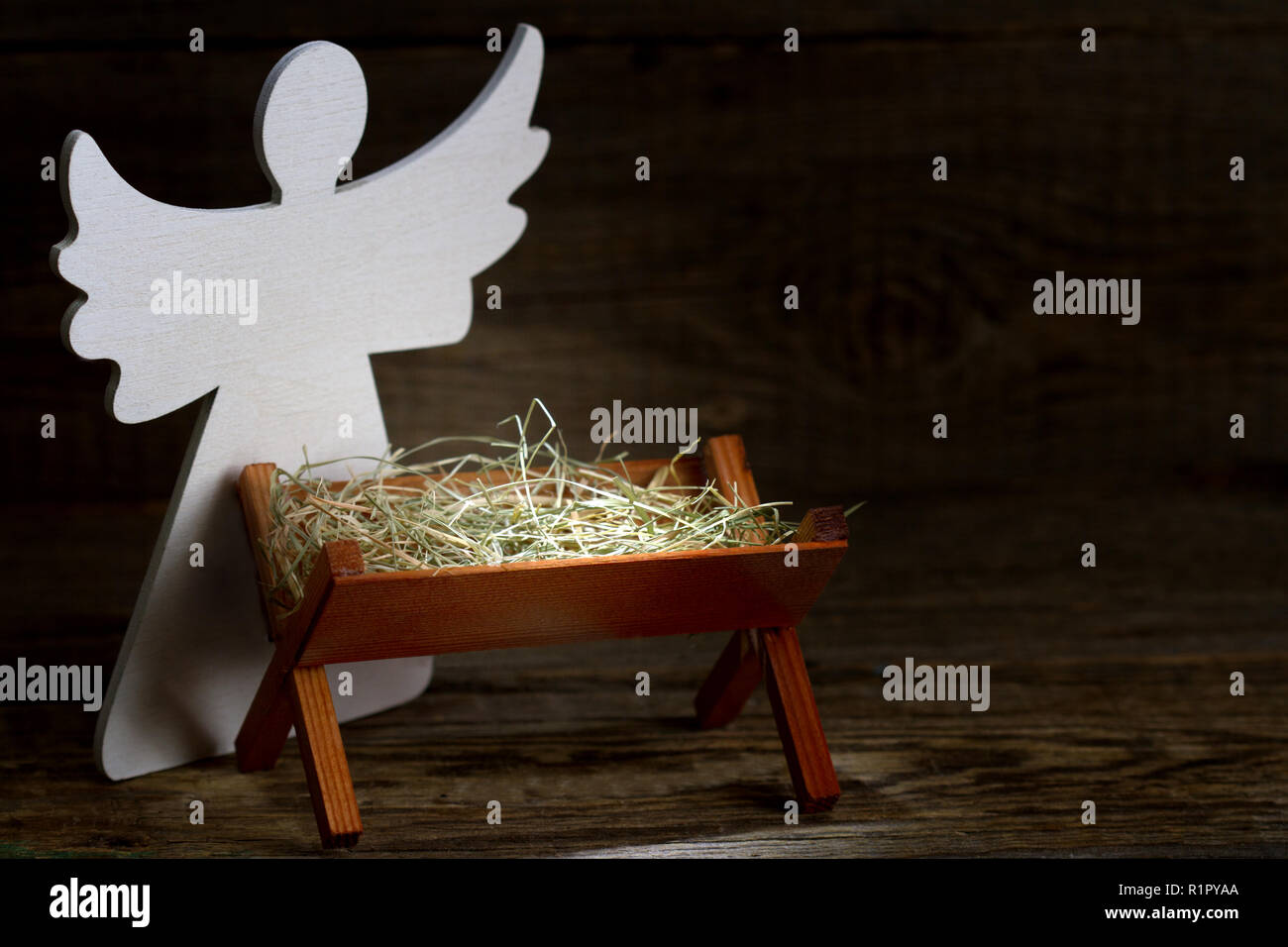 The birth of Jesus Christ abstract christmas nativity scene with manger ...
