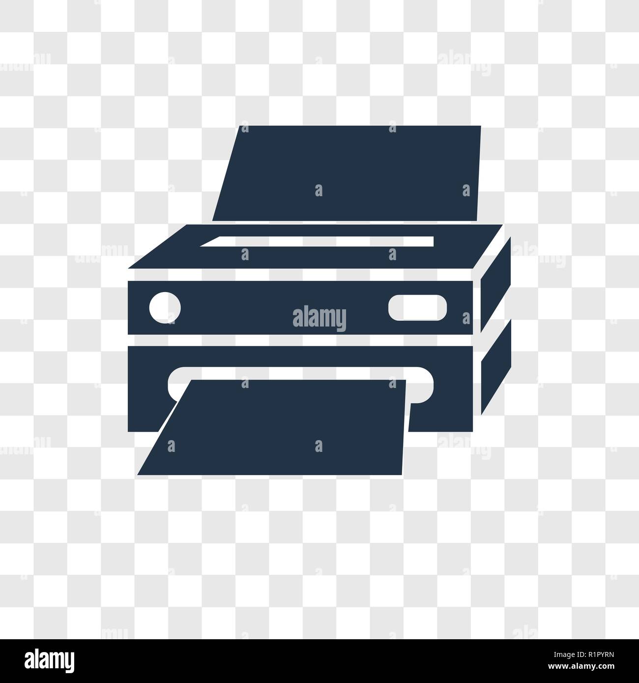 Printer vector icon isolated on transparent background, Printer ...