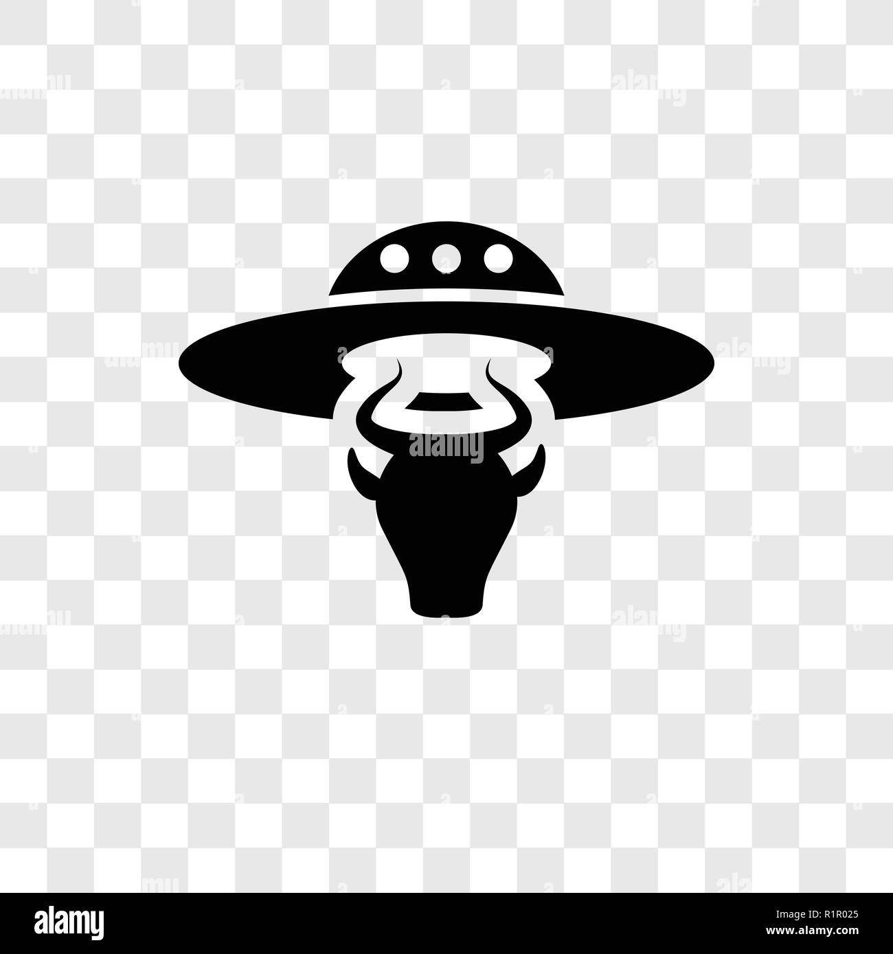 UFO and Cow vector icon isolated on transparent background, UFO and Cow ...