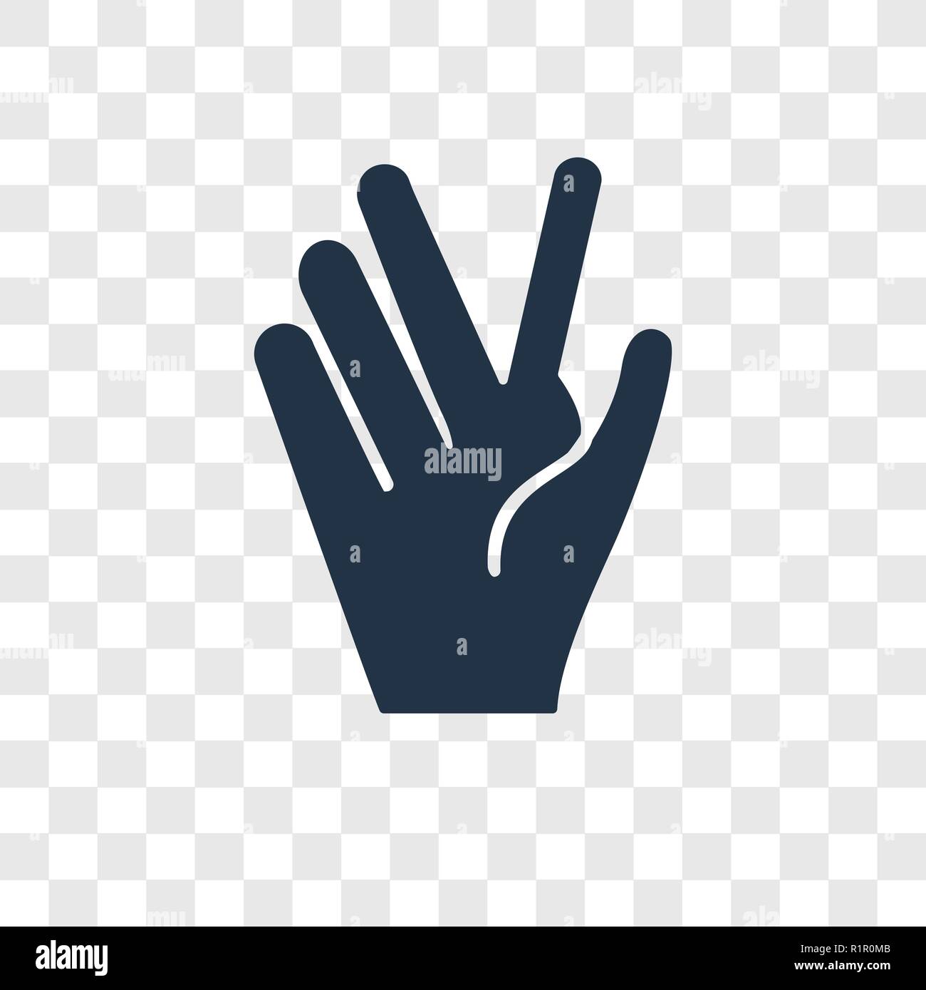 Vulcan salute vector icon isolated on transparent background, Vulcan ...
