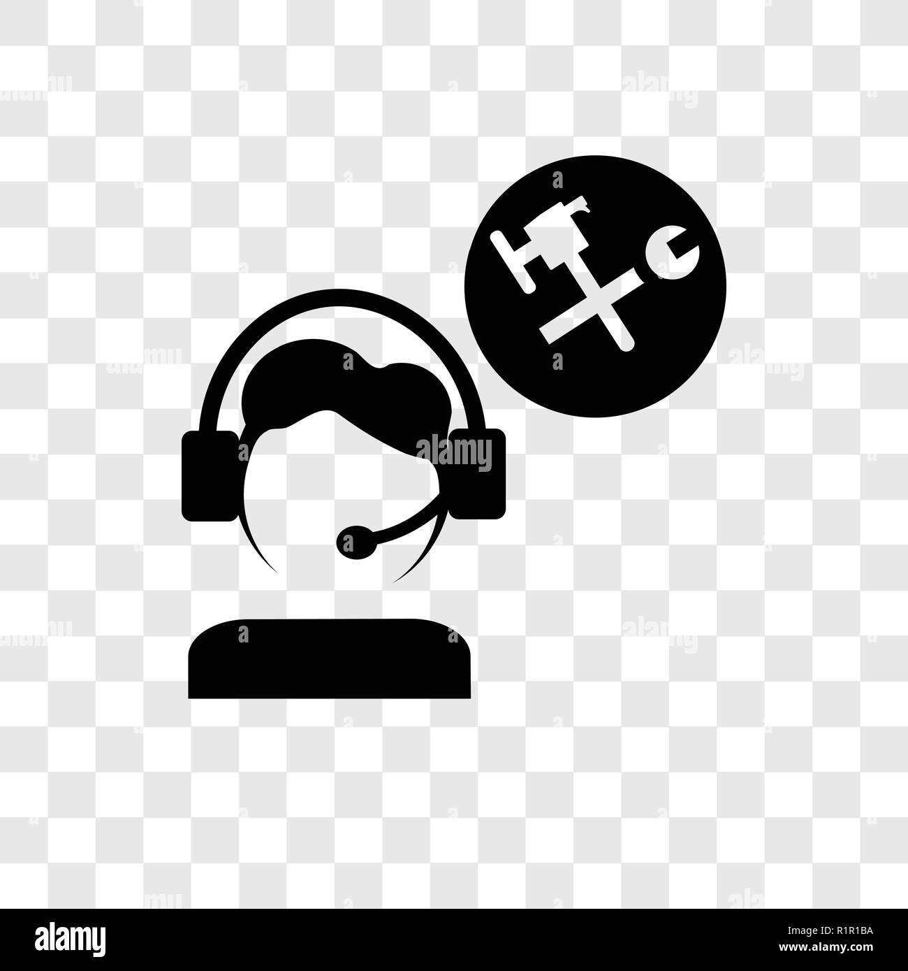 Customer service vector icon isolated on transparent background ...