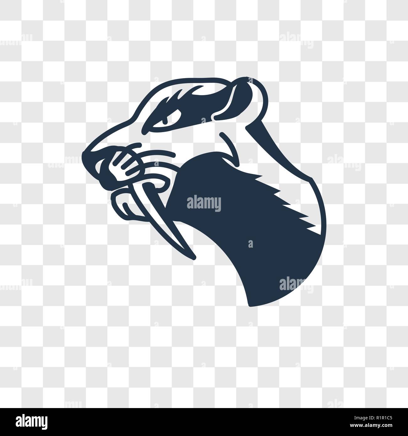 Saber toothed tiger vector icon isolated on transparent background ...