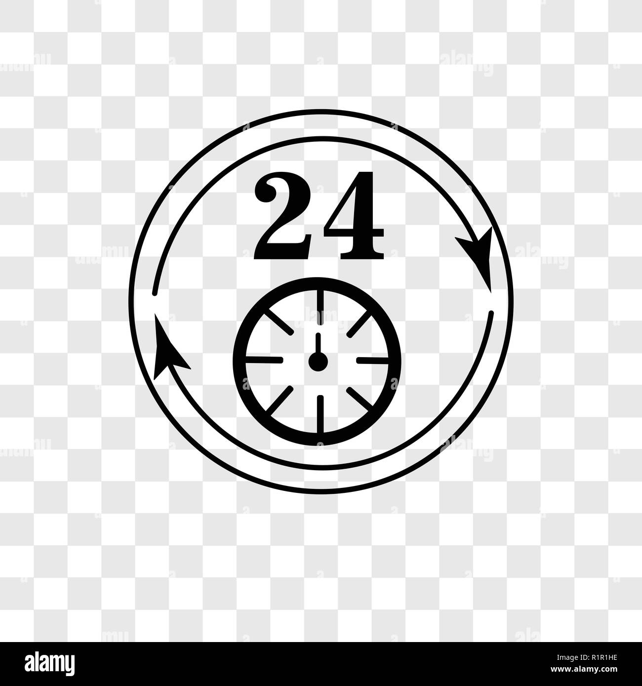24 hours vector icon isolated on transparent background, 24 hours ...