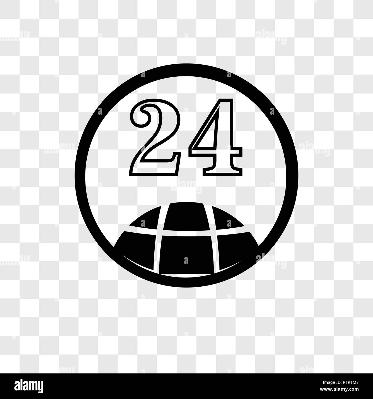 24 hours vector icon isolated on transparent background, 24 hours ...