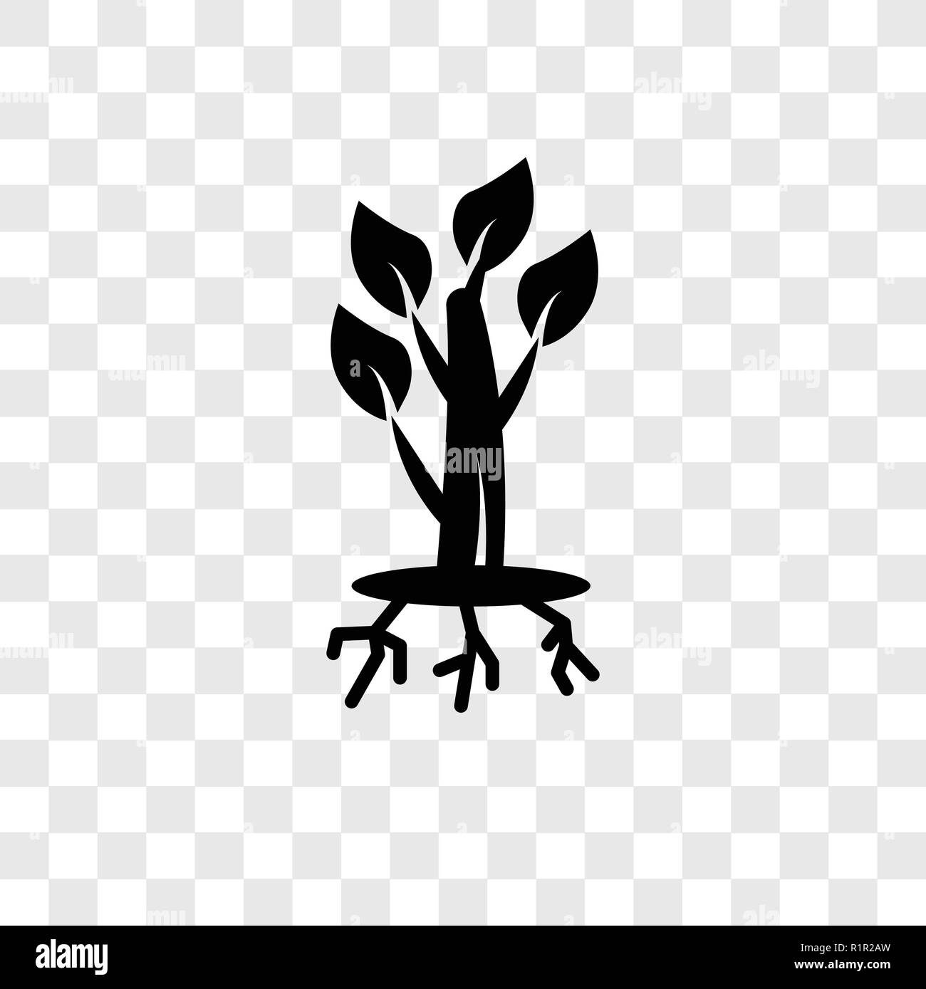 Tree and roots vector icon isolated on transparent background, Tree and ...