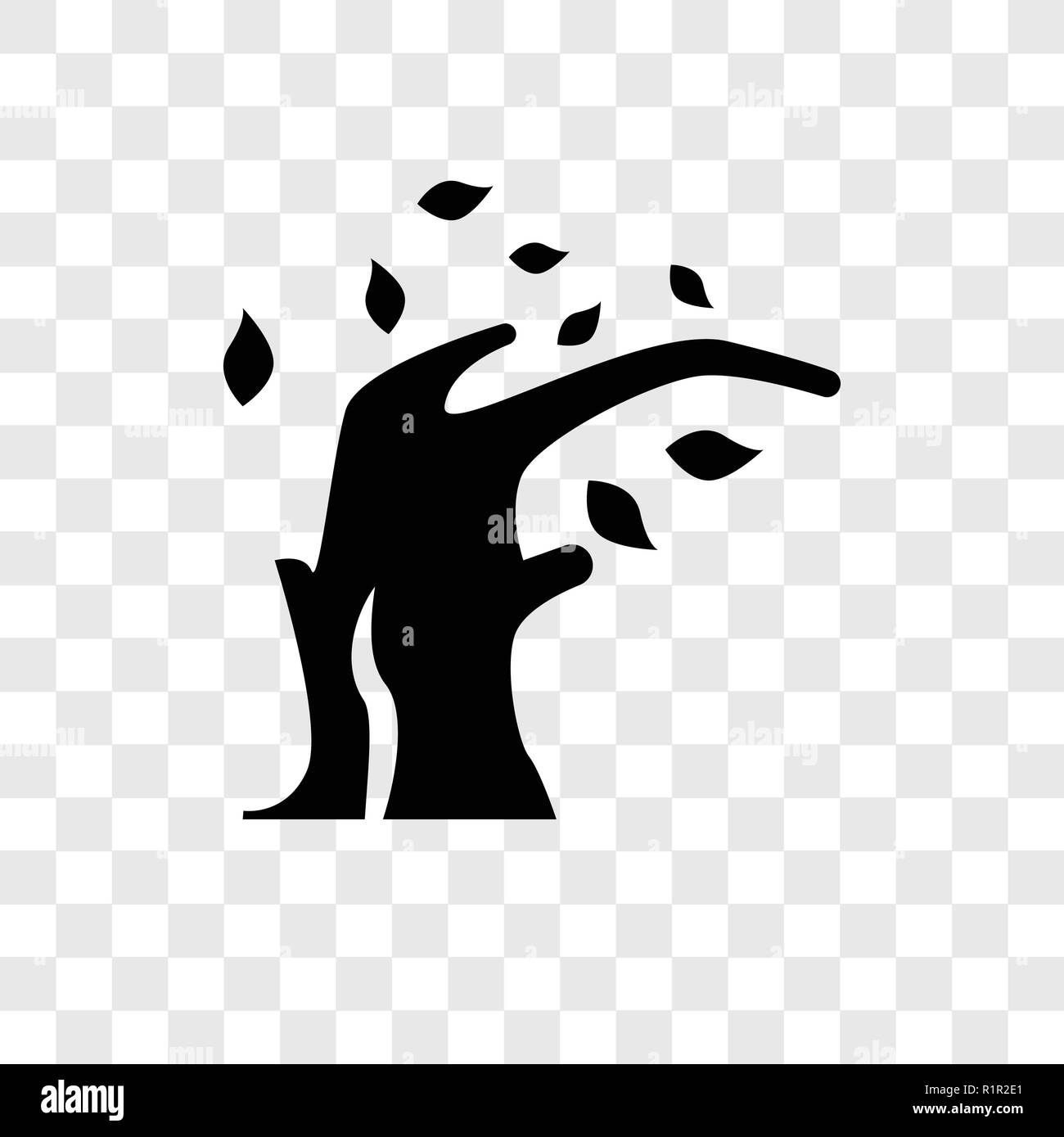 Wind bending Tree vector icon isolated on transparent background, Wind ...