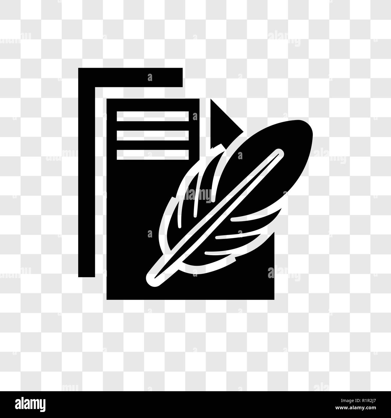 Paper and Feather vector icon isolated on transparent background, Paper ...