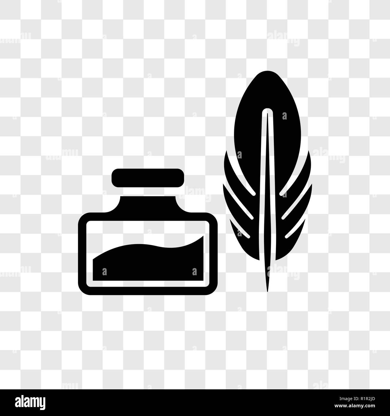 Feather and Ink vector icon isolated on transparent background, Feather ...