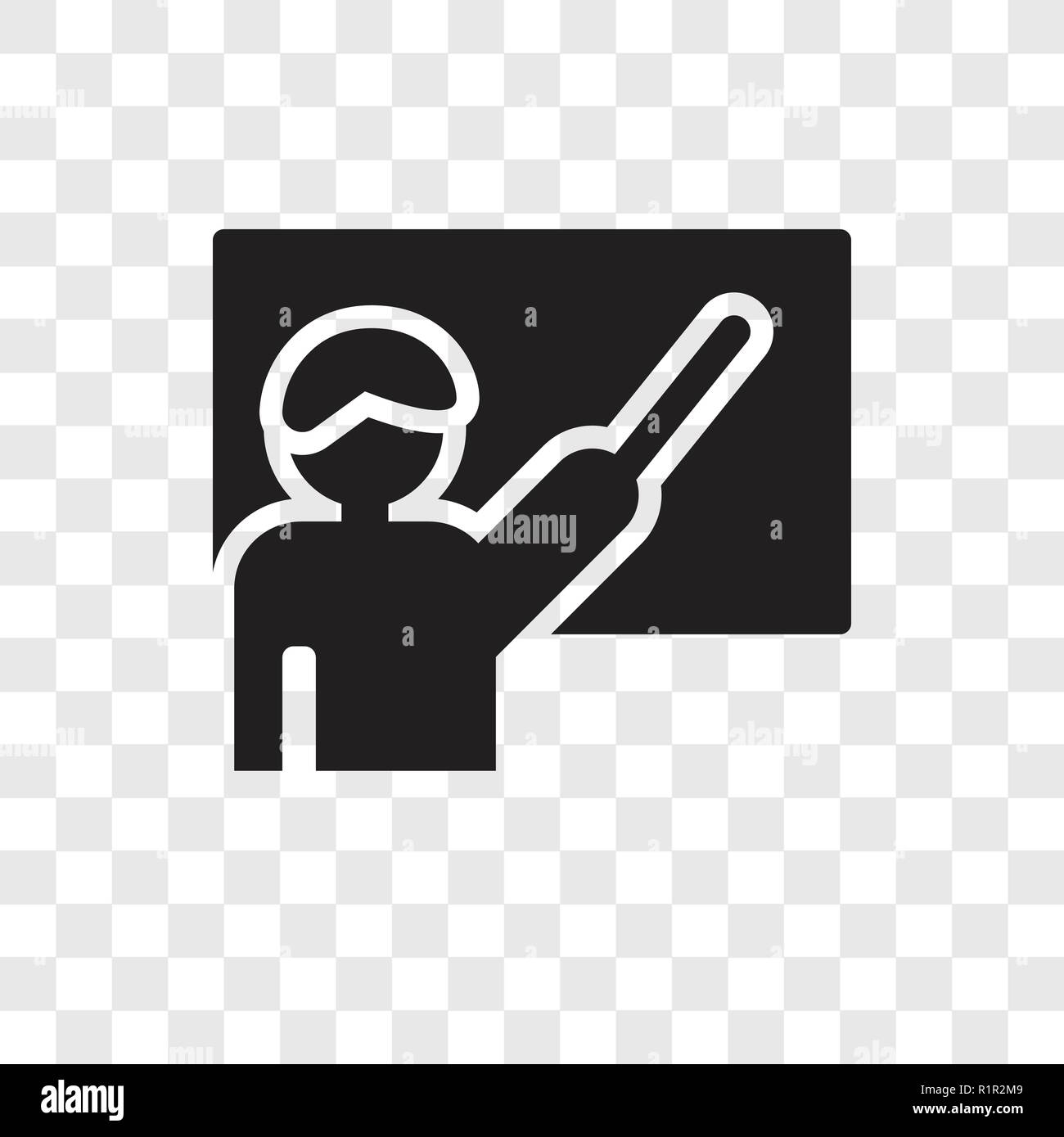 Teacher with stick vector icon isolated on transparent background ...