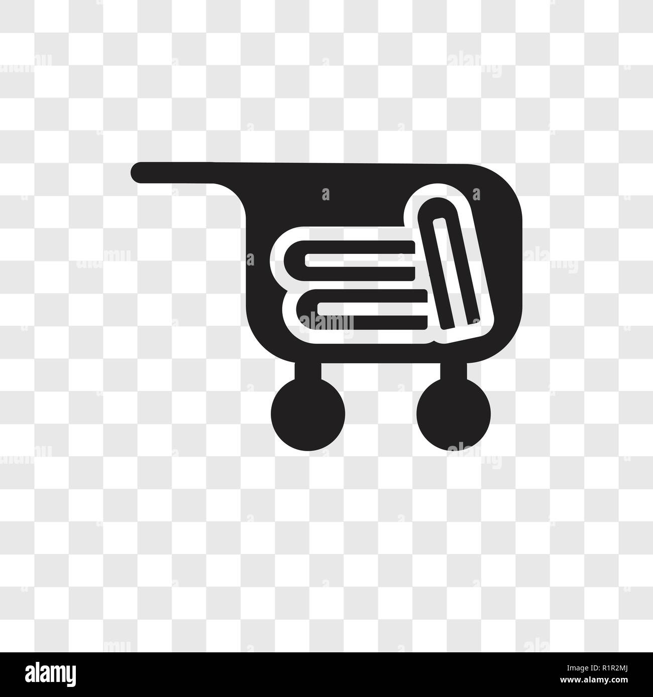 Cart with books vector icon isolated on transparent background, Cart ...