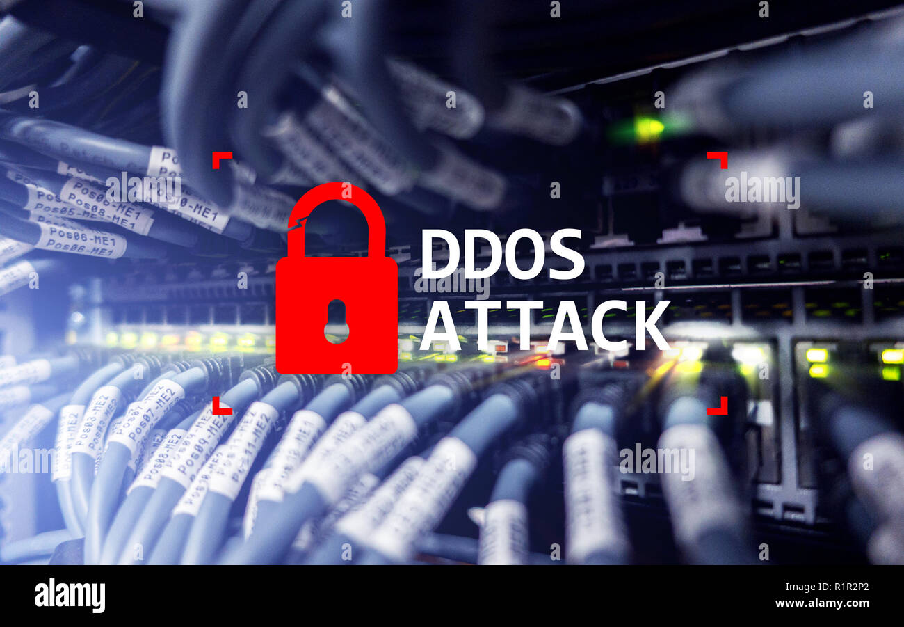 DDOS attack, cyber protection. virus detect. Internet and technology ...
