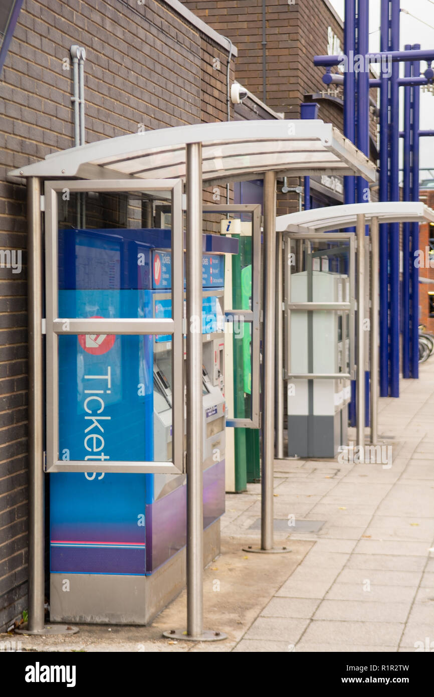 Ticket machine outside train station Stock Photo - Alamy