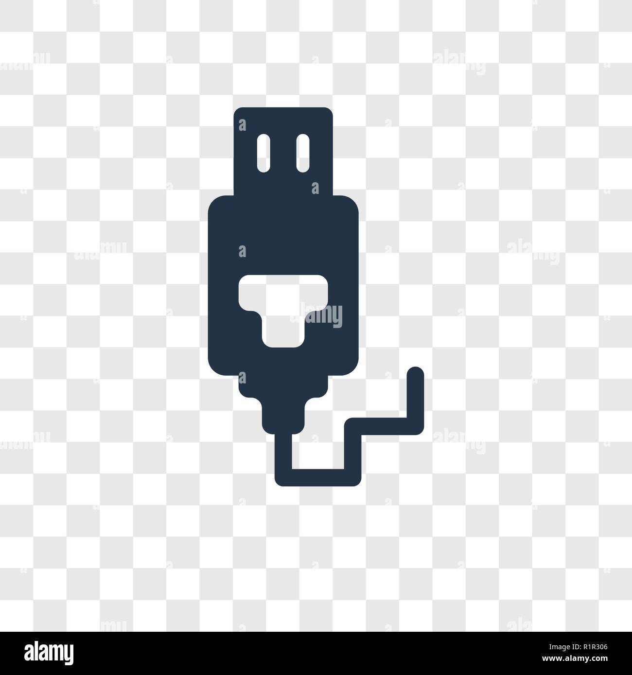 USB Connection vector icon isolated on transparent background, USB Connection transparency logo ...