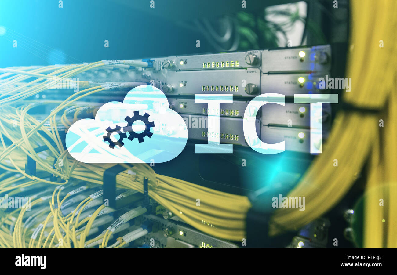 ICT - information and communications technology concept on server room ...