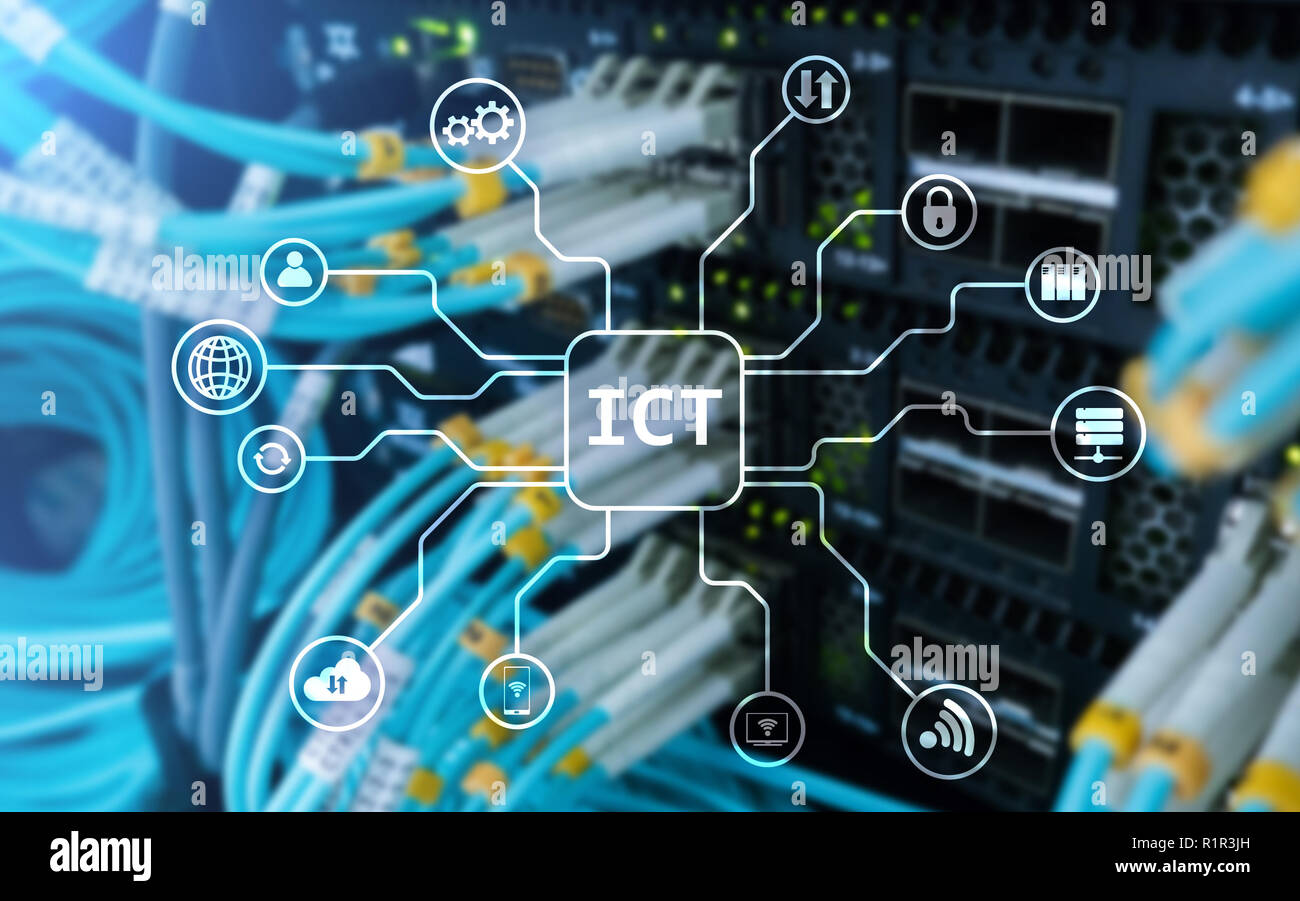 ICT - information and communications technology concept on server room ...