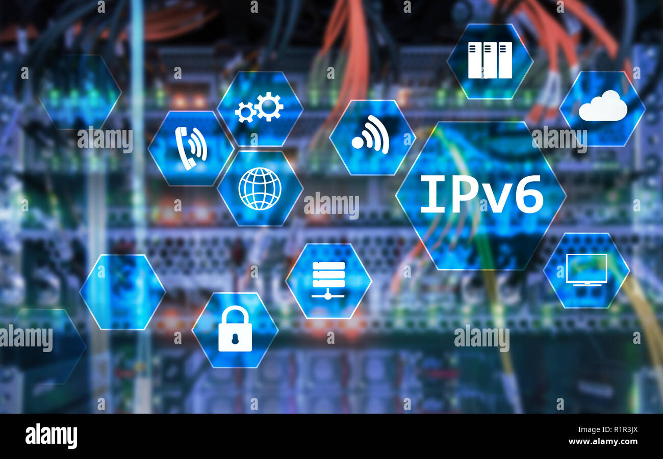 Ipv6 network technology concept on server room background Stock Photo ...